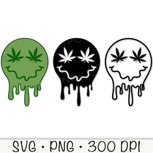 Marijuana Smiley Face SVG, Melting Smiley Face, Drip, PNG, 420, Groovy ...