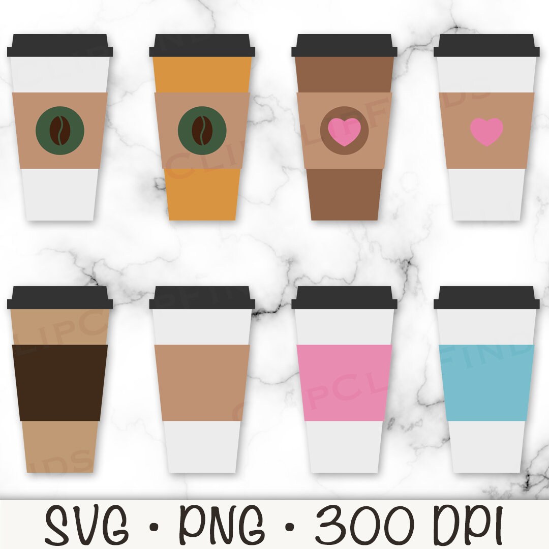 Coffee Clipart, Coffee Cups Latte, Coffee Lover, PNG, SVG, Disposable ...