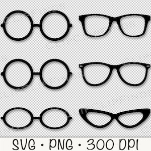 Glasses SVG, Glasses Silhouette PNG, Glasses Shapes, Vintage Glasses ...