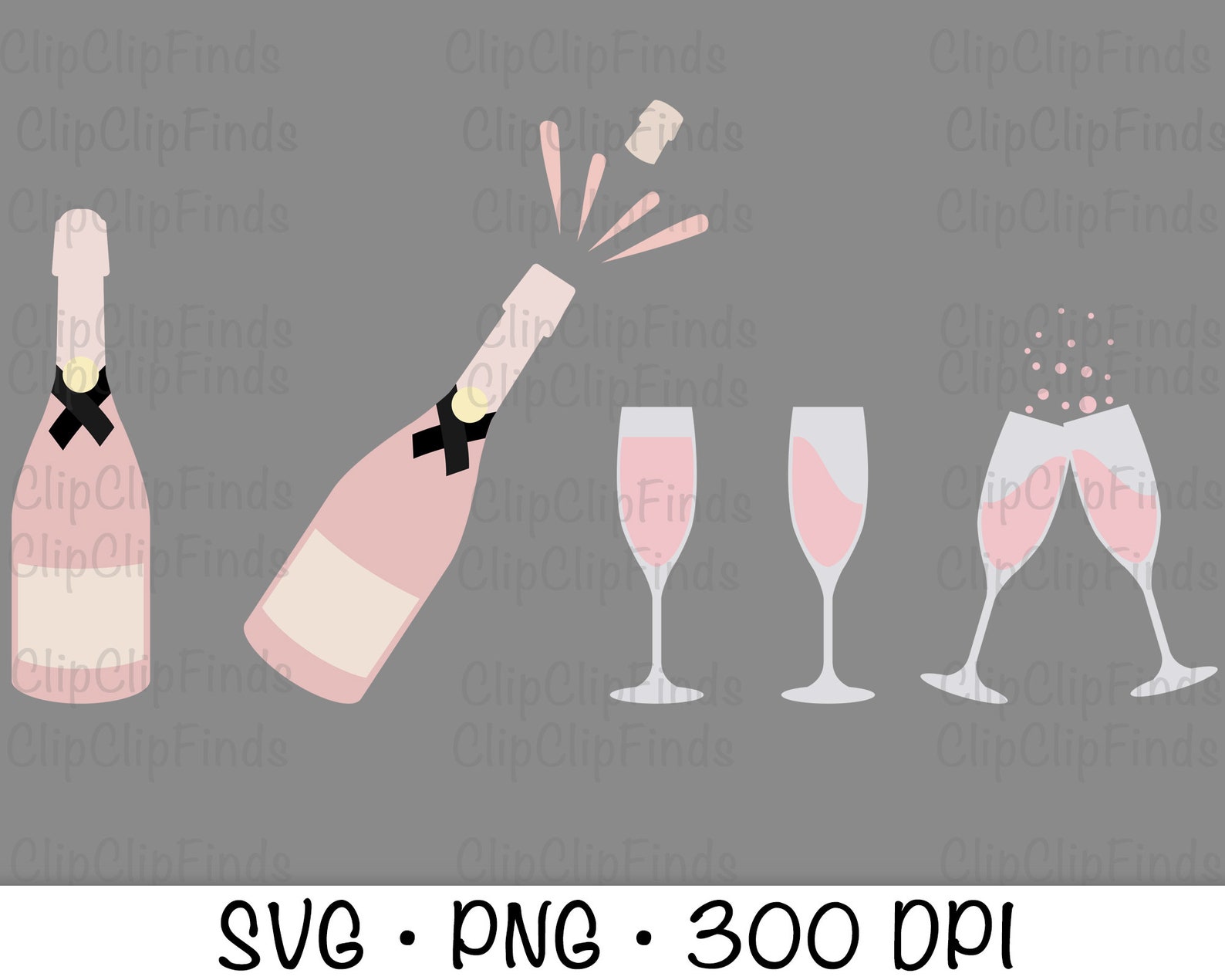 Pink Champagne Clipart Pink Champagne SVG Cheers Flutes - Etsy
