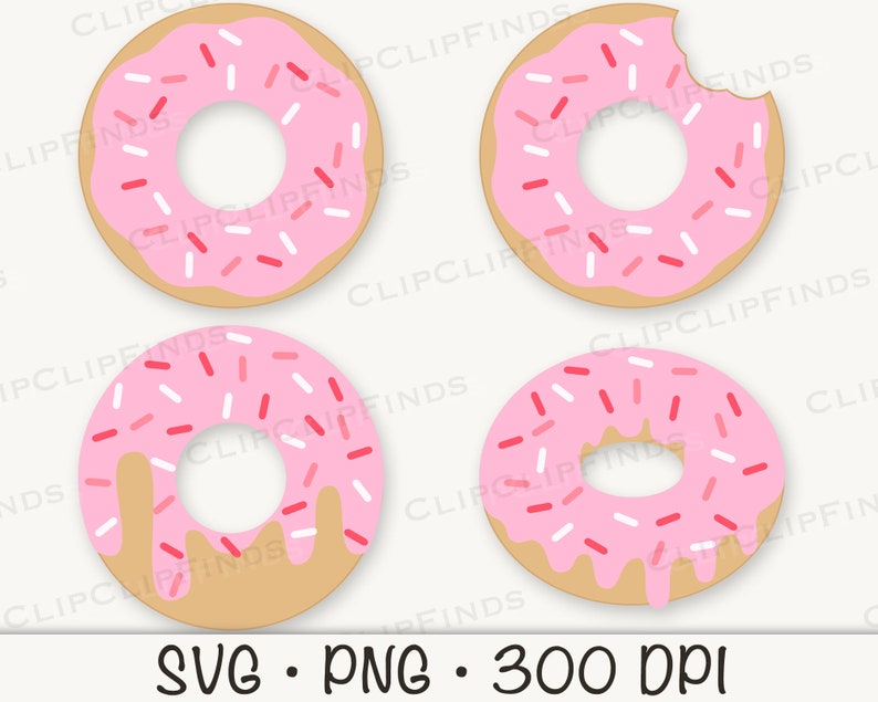 Pink Donut SVG Bitten Donut SVG Dripping Donut Donut PNG - Etsy