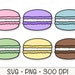 French Macaron Black Outline Cookies SVG Vector Cut File and PNG ...