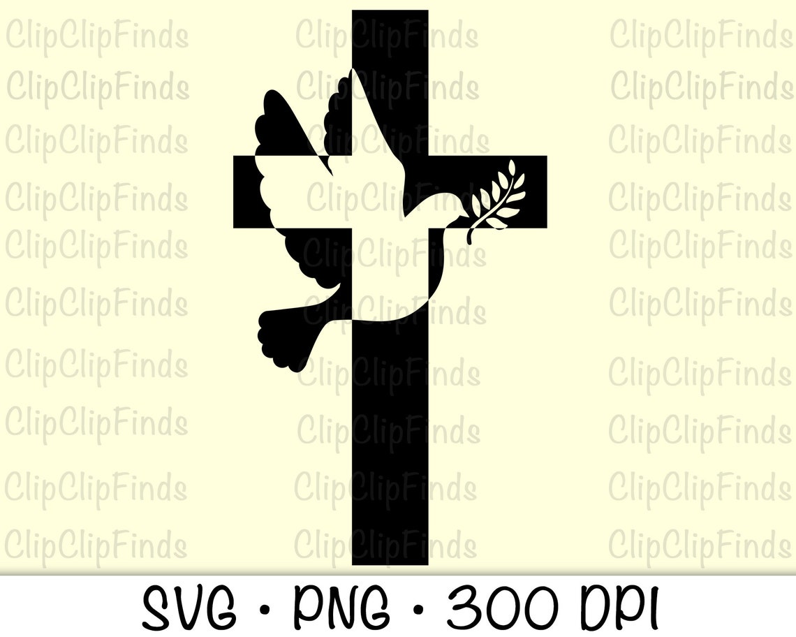 Cross With Flying Dove Branch Peace Dove Symbol Baptism | Etsy