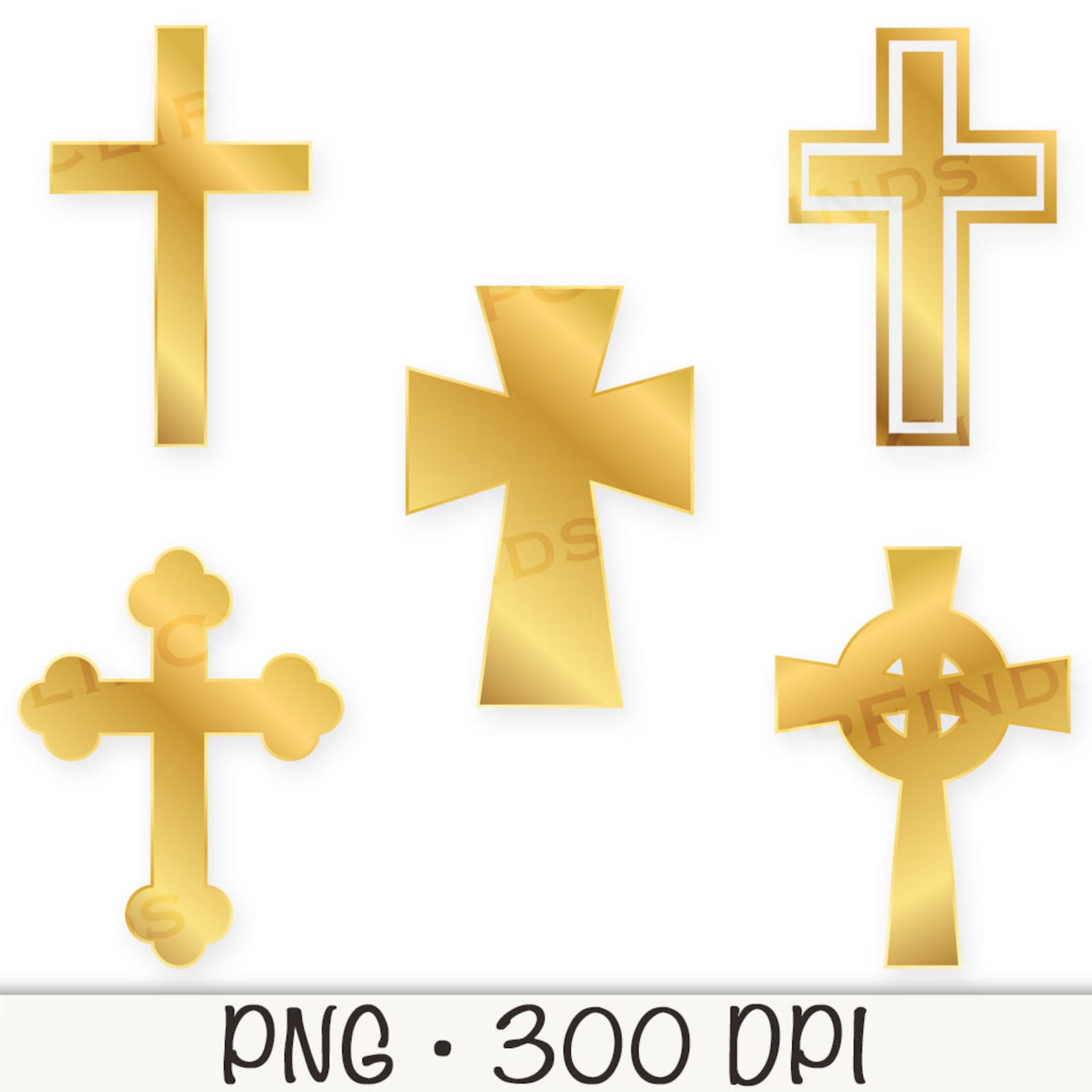 Gold Cross Clipart: PNG Overlay Bundle (digital Download) - Etsy