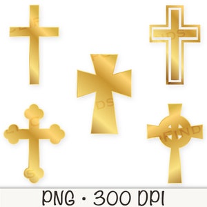 Gold Cross PNG, Gold Cross Clipart, Gold Crosses Overlay Bundle Pack ...