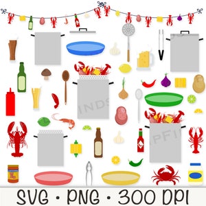 Seafood Boil Clipart, Seafood Boil SVG, Crawfish Boil PNG, Digital ...