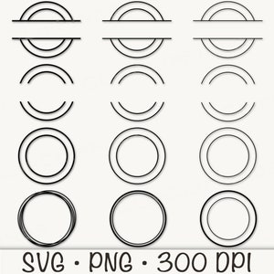 Circle Frame SVG Bundle Pack, Circle Monogram PNG, Double Circle Frame, Round Frames, Geometric ...