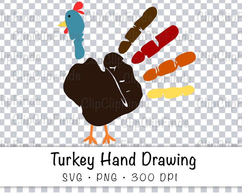 Turkey Hand Print SVG Vector Cut File and PNG Transparent - Etsy