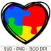 Autism Puzzle Heart SVG, Autism Awareness Month PNG, Heart Outline ...