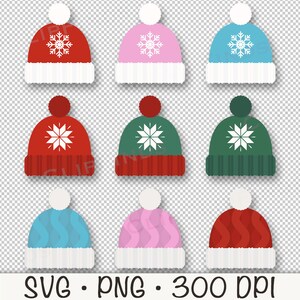 Cute Winter Beanie Clip Art, Snow Hat SVG, Christmas Hat PNG, Knitted ...