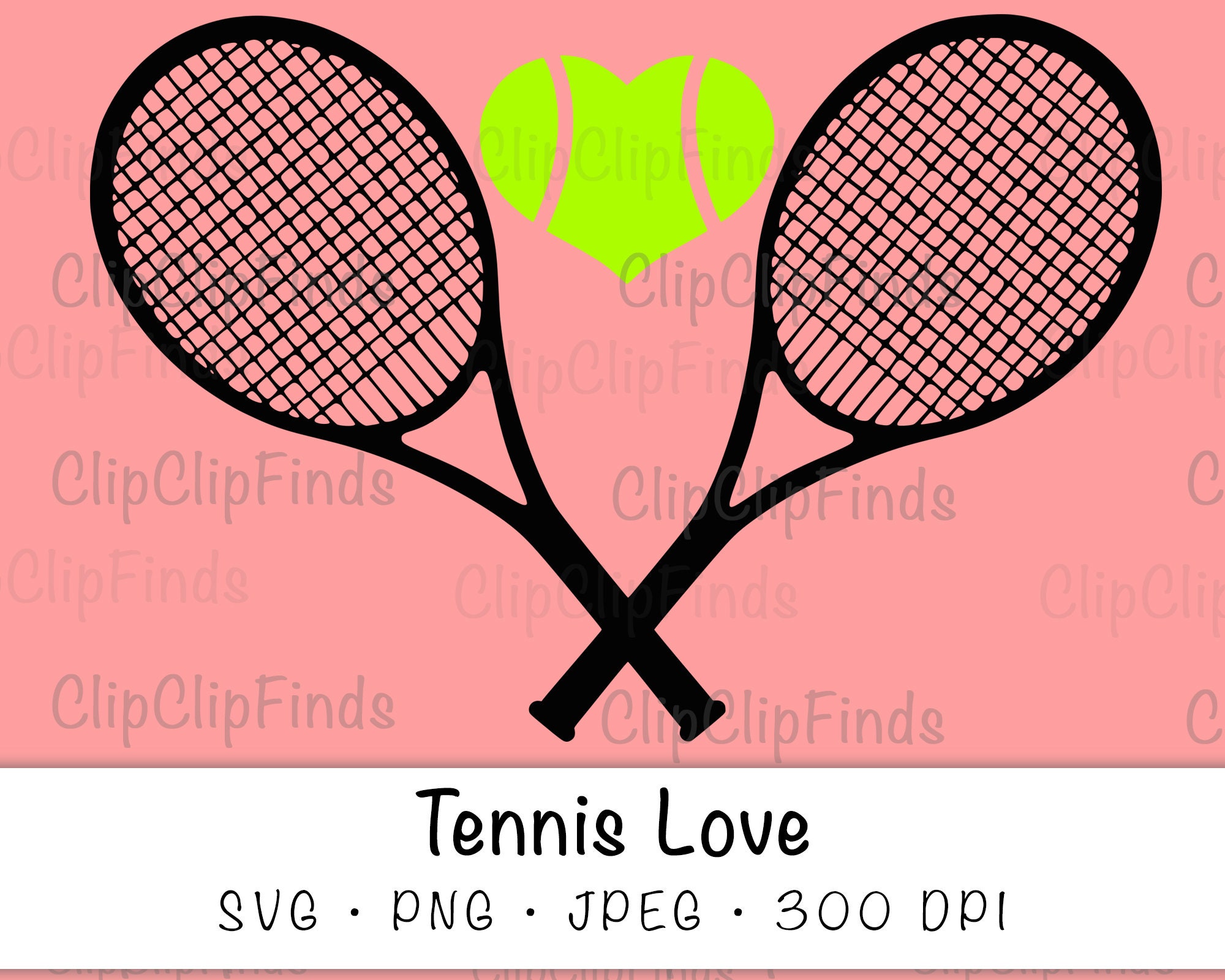 Tennis Love Ball and Racket SVG Vector Cut File JPEG and PNG - Etsy