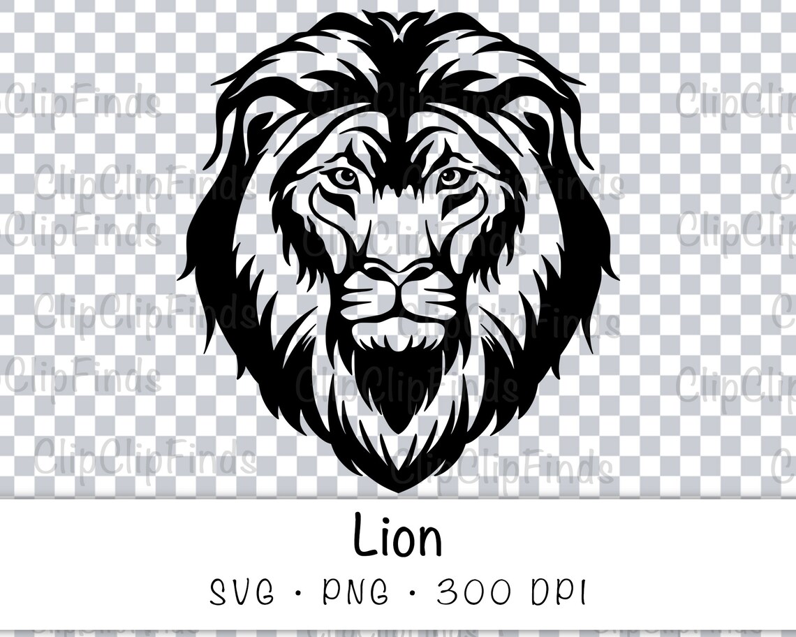 Lion Head Face SVG Vector Cut File and PNG Transparent | Etsy