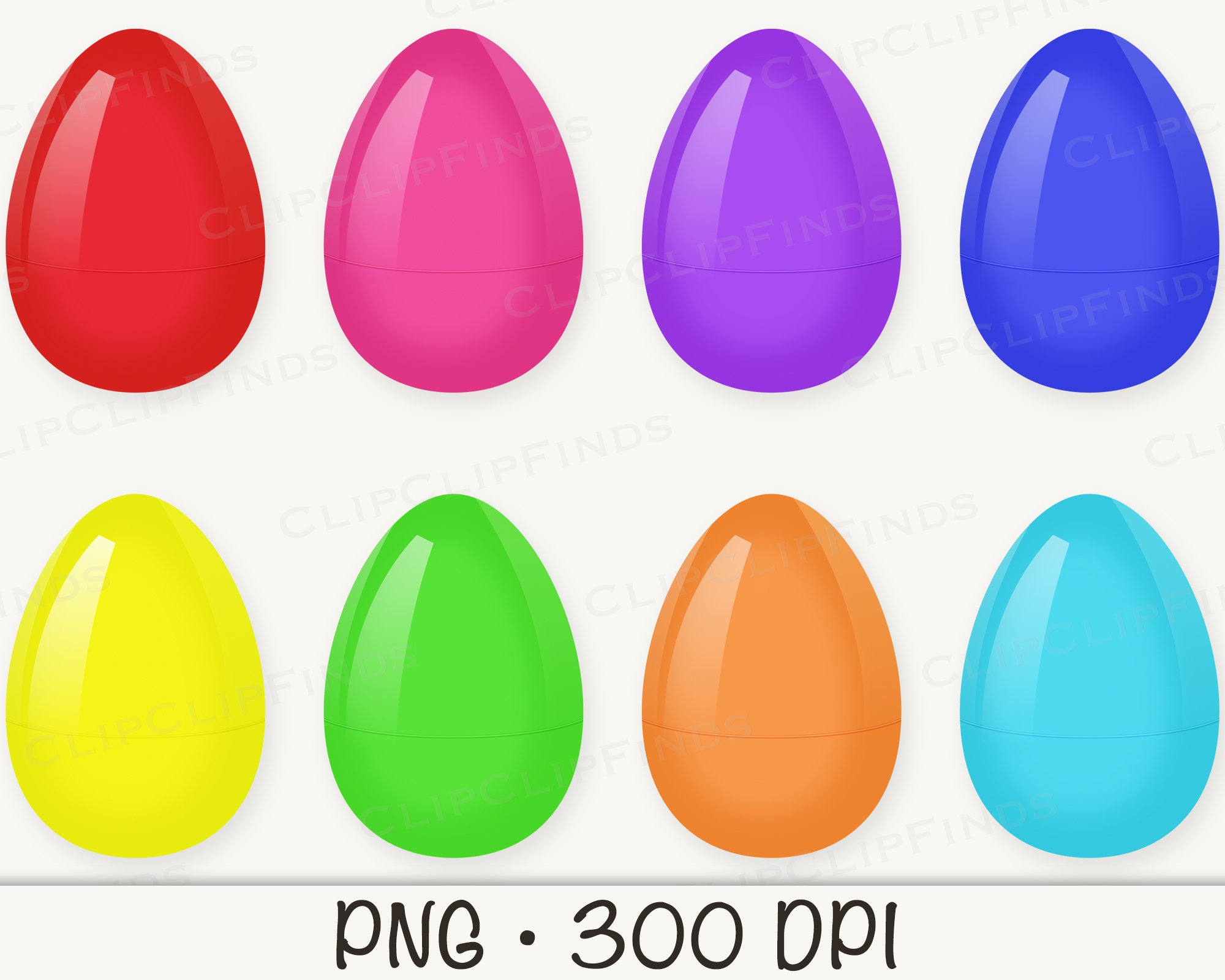 Plastic Colorful Fillable Easter Eggs PNG Clipart Bright - Etsy