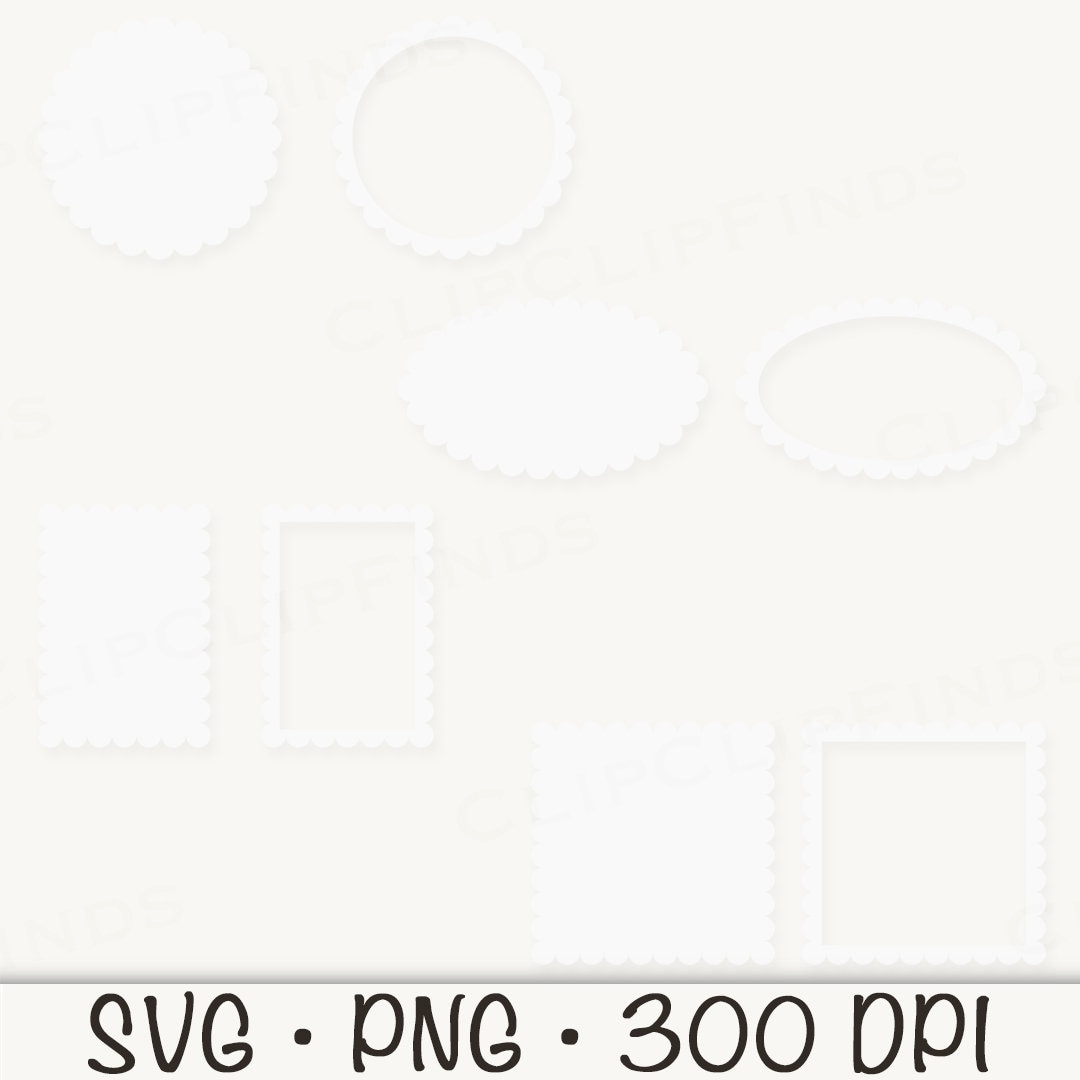 Scalloped Shapes SVG, Scalloped Shapes PNG, Circle, Square, Oval ...