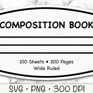Composition Notebook Label, SVG, PNG, Instant Digital Download - Etsy
