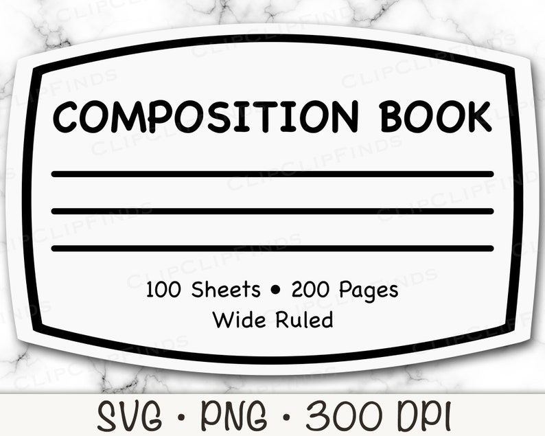 Composition Notebook Label SVG PNG Instant Digital Download - Etsy