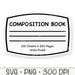 Composition Notebook Label, SVG, PNG, Instant Digital Download - Etsy