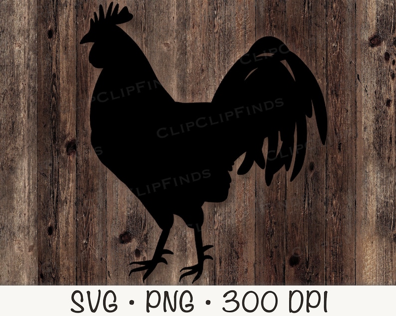 Rooster SVG Vector Cut File and PNG Transparent Background - Etsy