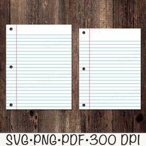 Lined Notebook Paper SVG, Loose Leaf Paper PNG, Lined Paper PDF, School ...