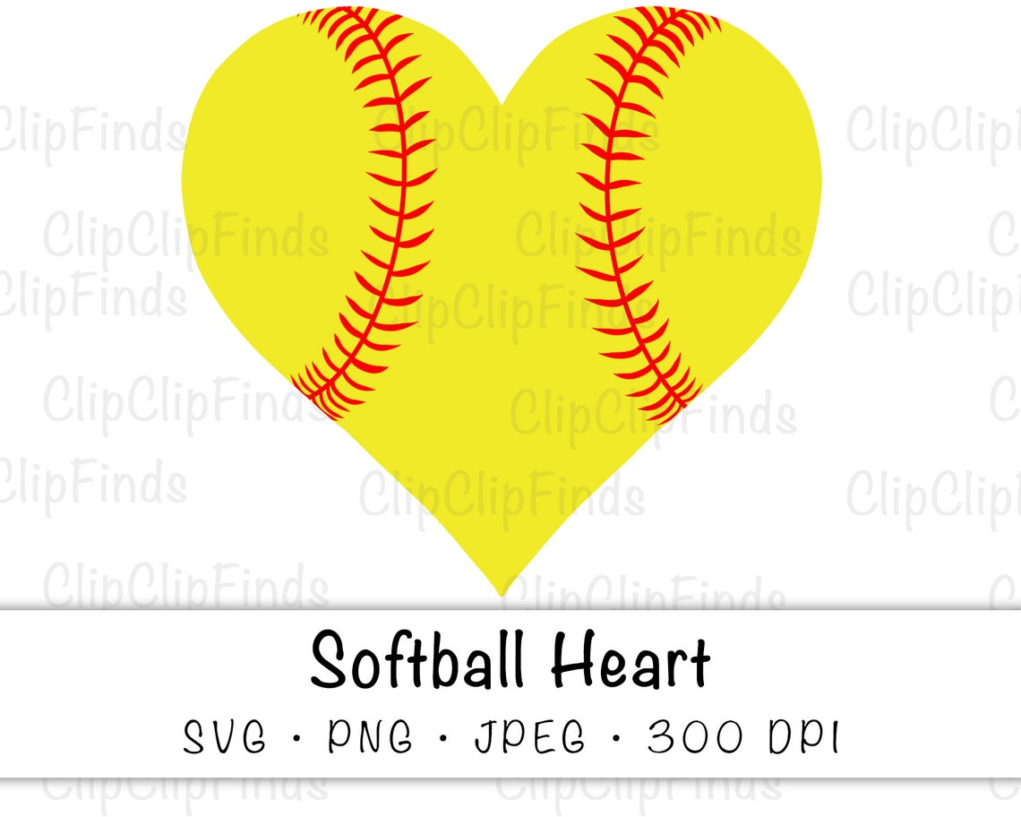 Softball Heart SVG Cut JPEG PNG Transparent Background | Etsy