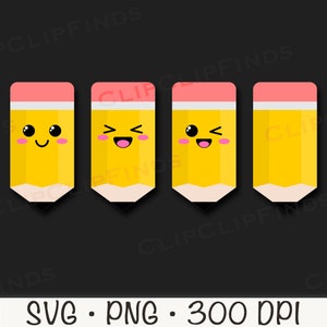 Kawaii Happy Pencil, Pencil, Cute, School, Teacher, Bookmark, Kawaii ...