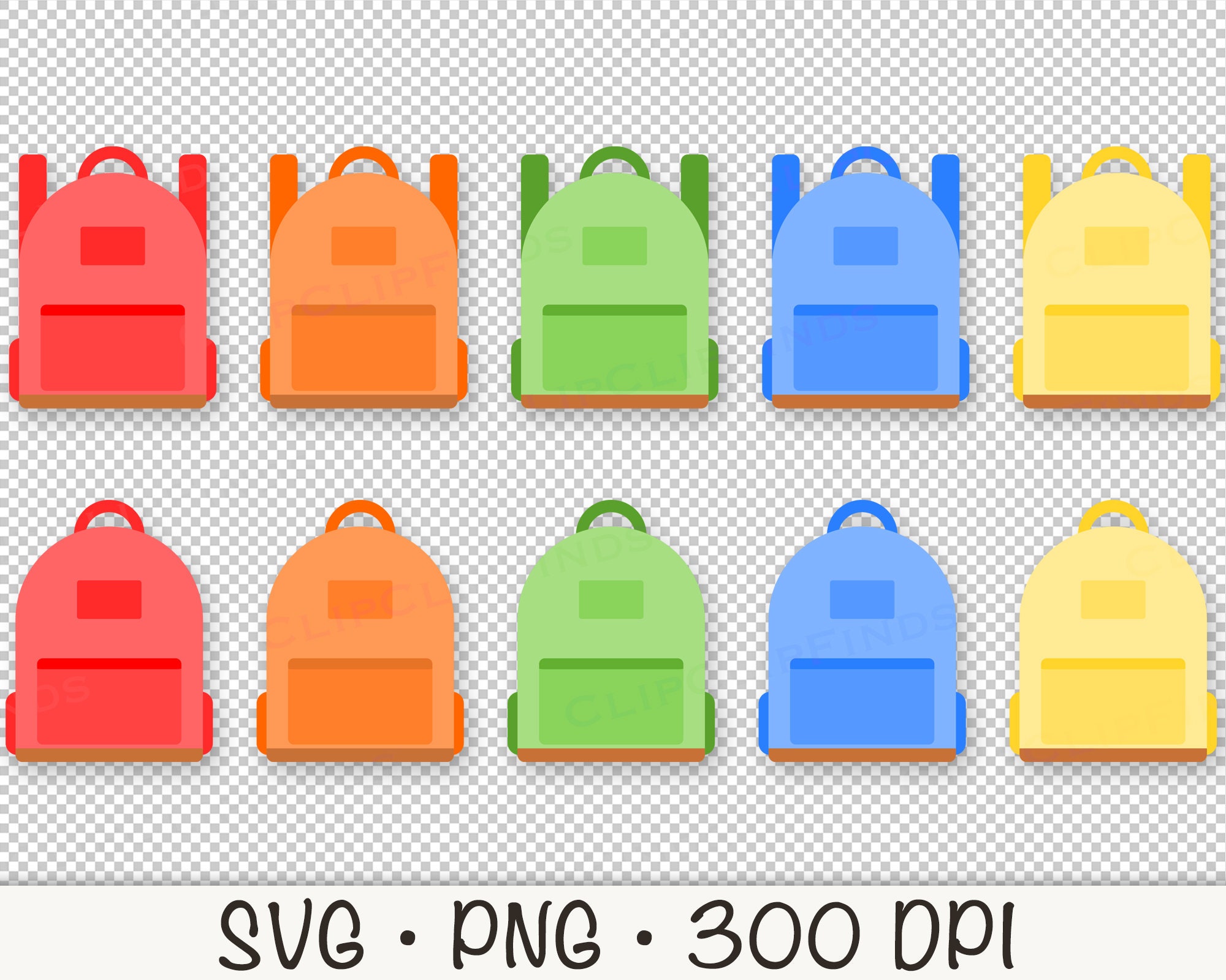 Colorful Backpack Clipart: School PNG, SVG Bundle (digital Download ...