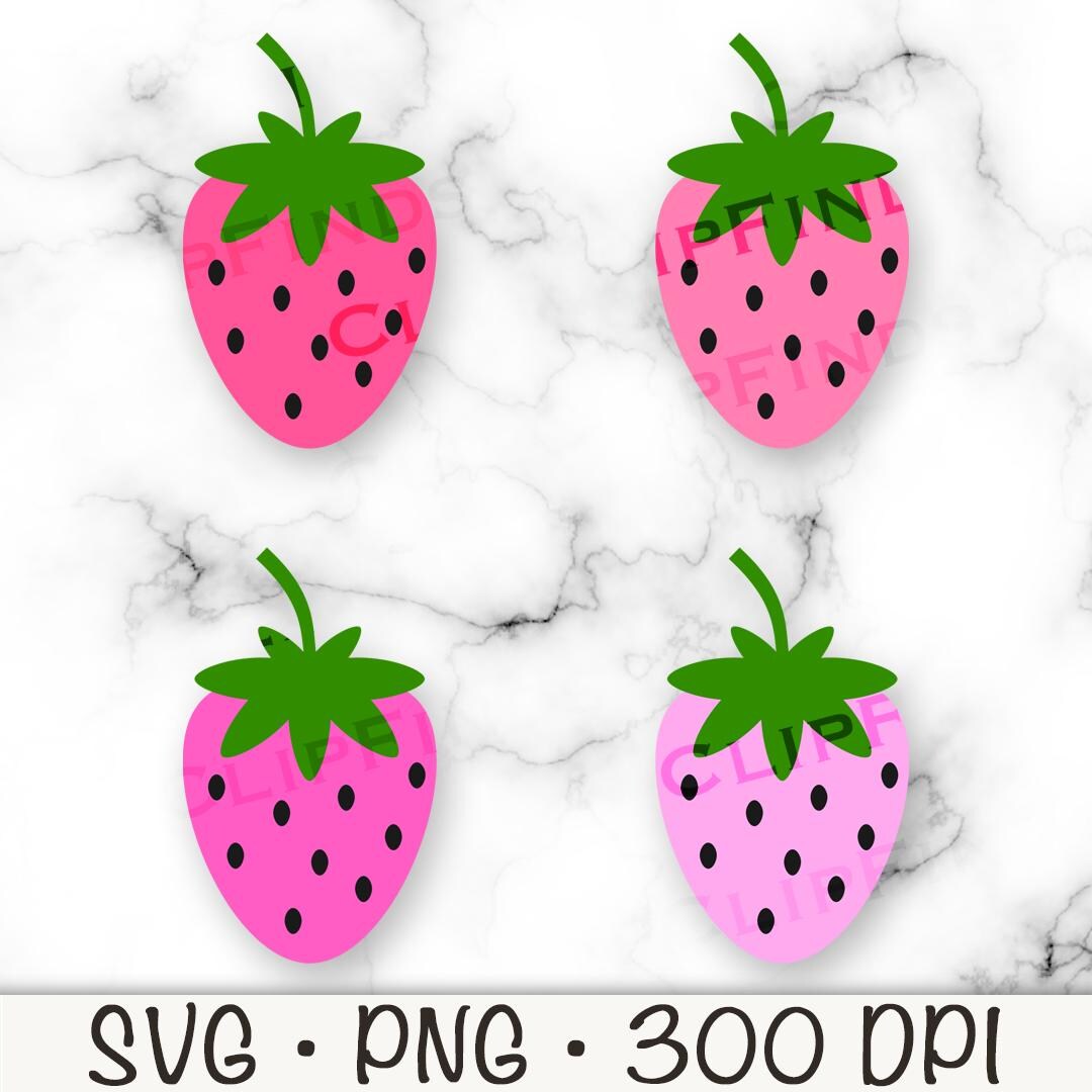 Strawberry SVG, Strawberry PNG, Pink Strawberry, Clipart, Cute, Hand ...