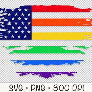 LGBTQ Pride Distressed American Flag SVG, Pride Flag, Rainbow Flag ...