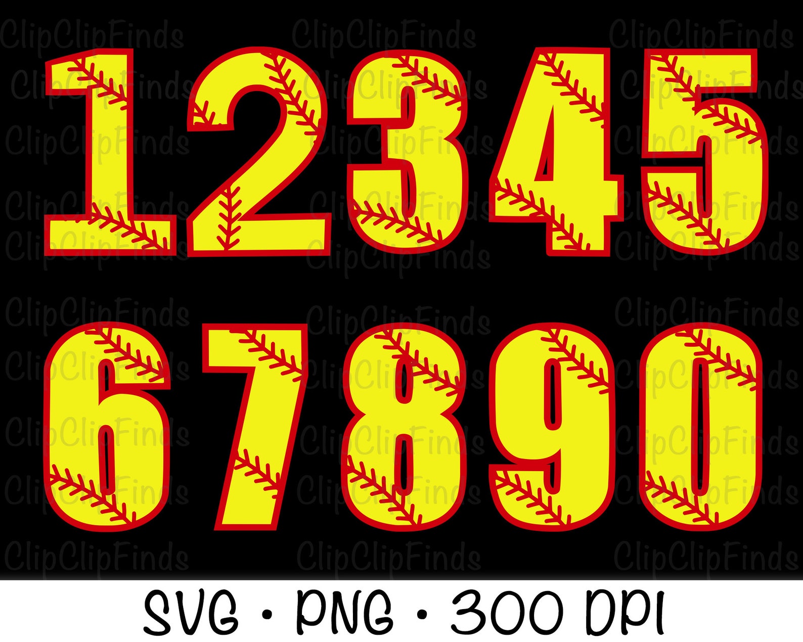 Softball Numbers SVG PNG Instant Digital Download - Etsy
