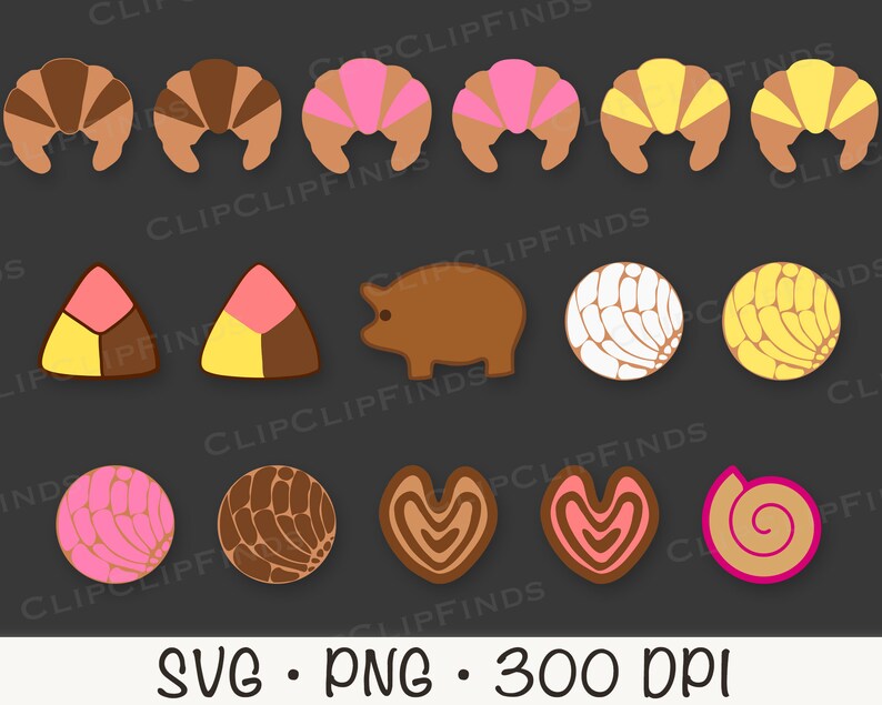 Pan Dulce Clipart: Mexican Sweet Bread Bundle (SVG, PNG) - Etsy