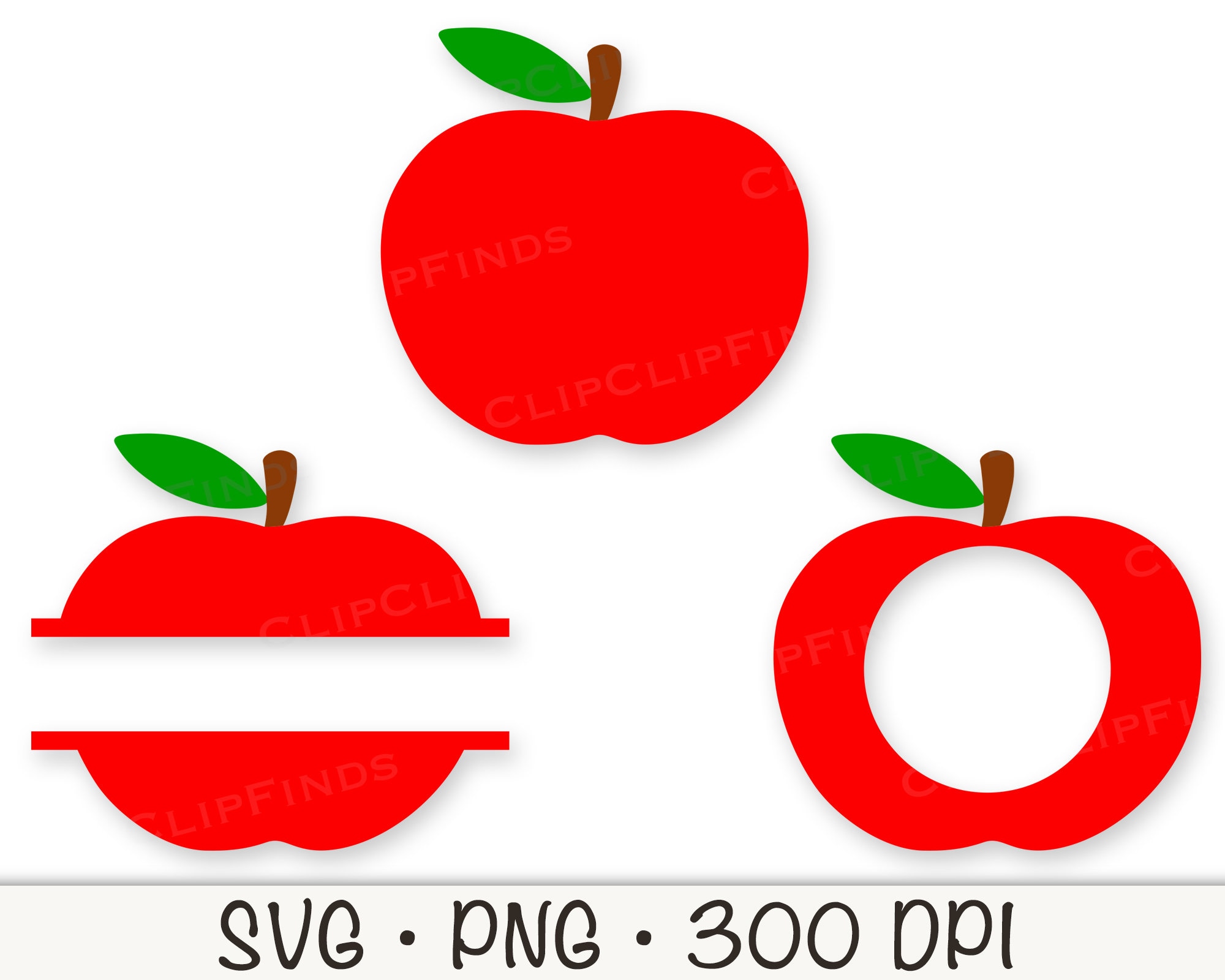 Red Apple SVG: Split Monogram Frame for Teachers (digital Download) - Etsy