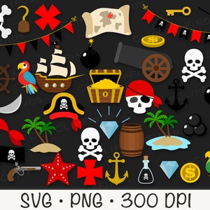 Pirate Clip Art, Pirate SVG, Pirate PNG, Cute Pirate Clip Art, Instant ...