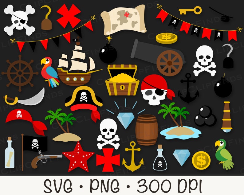 Pirate Clip Art, Pirate SVG, Pirate PNG, Cute Pirate Clip Art, Instant ...