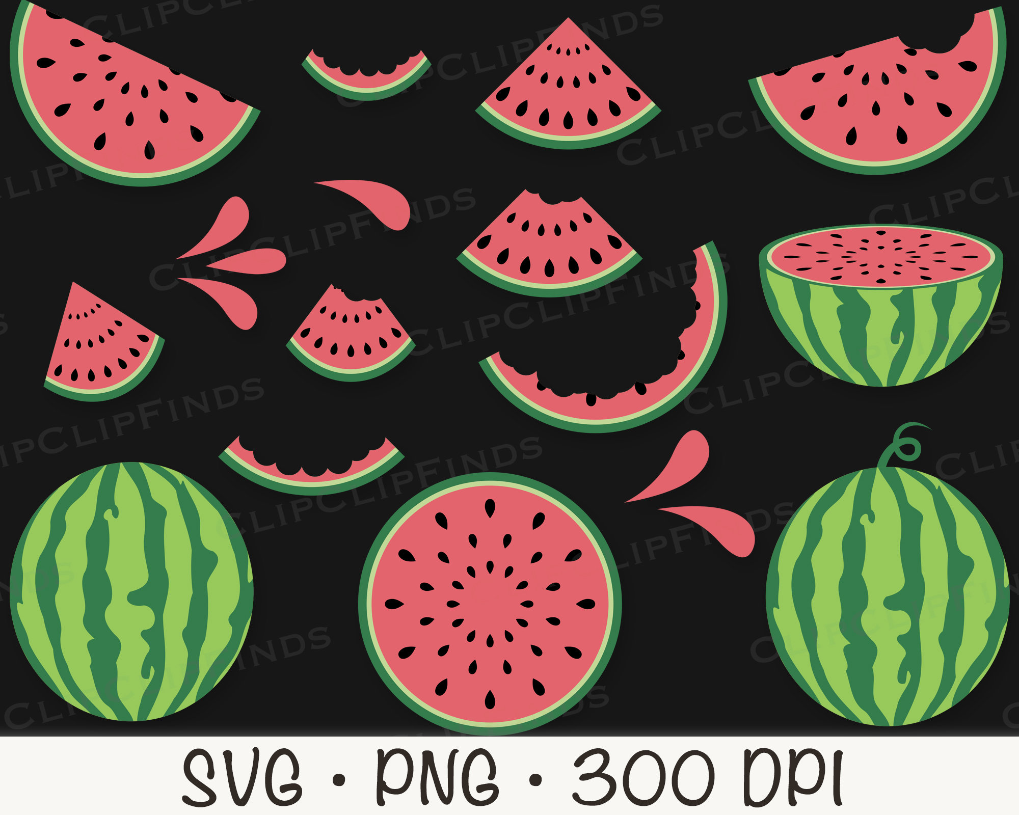 Watermelon SVG Watermelon Clipart Bitten Watermelon - Etsy