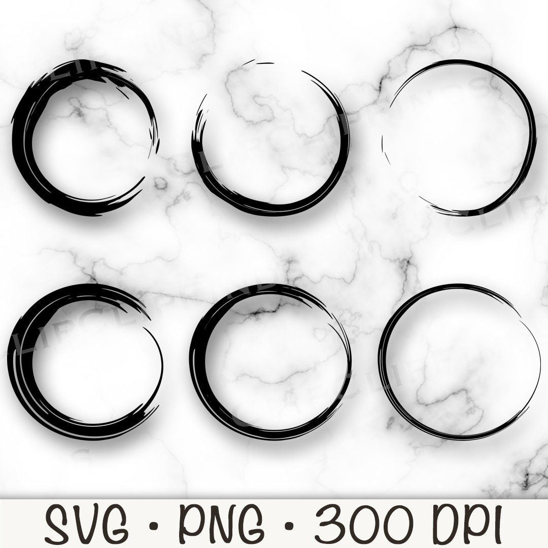 Circle Frame Bundle Pack SVG, Grunge Brush Stroke Circle PNG ...