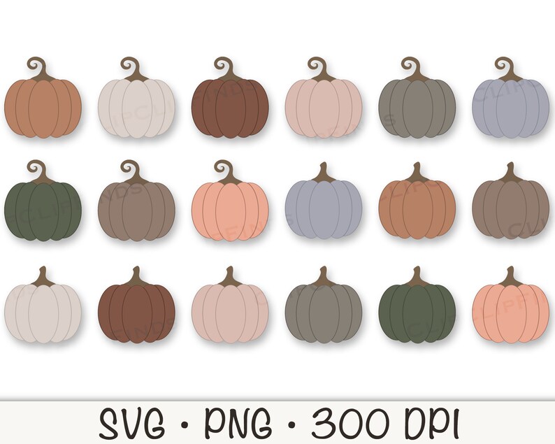 Boho Pumpkin Clipart: Neutral Earth Tones, Fall Autumn SVG PNG (digital ...