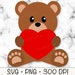 Teddy Bear With Heart, Valentines Day Teddy Bear, Teddy Bear SVG, PNG ...