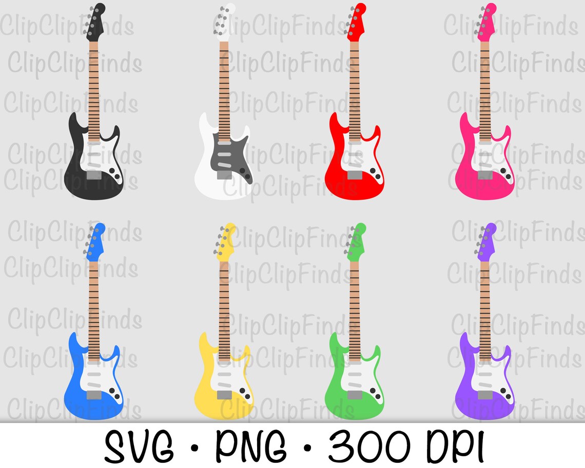 Electric Guitar SVG Electric Guitar Clip Art Bundle Pack - Etsy