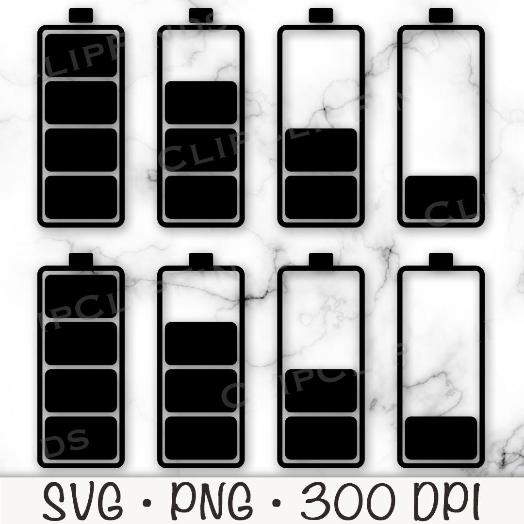 Battery SVG, Battery Life Icons Bundle, Battery Silhouette, Vector Cut ...