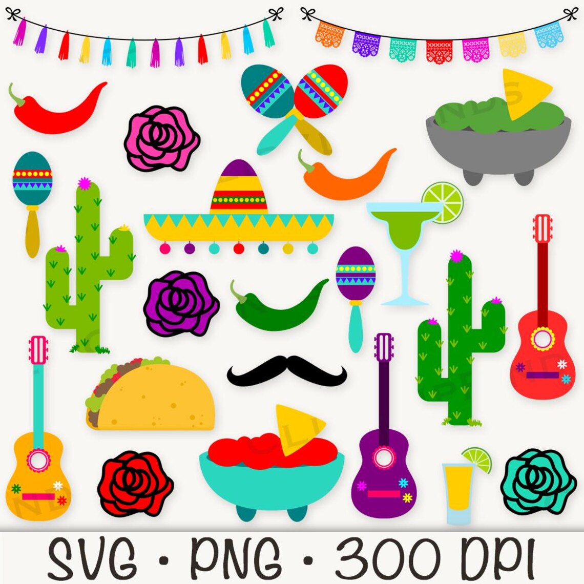 Cinco De Mayo Clipart: Mexican Fiesta Graphics (SVG, PNG) - Etsy