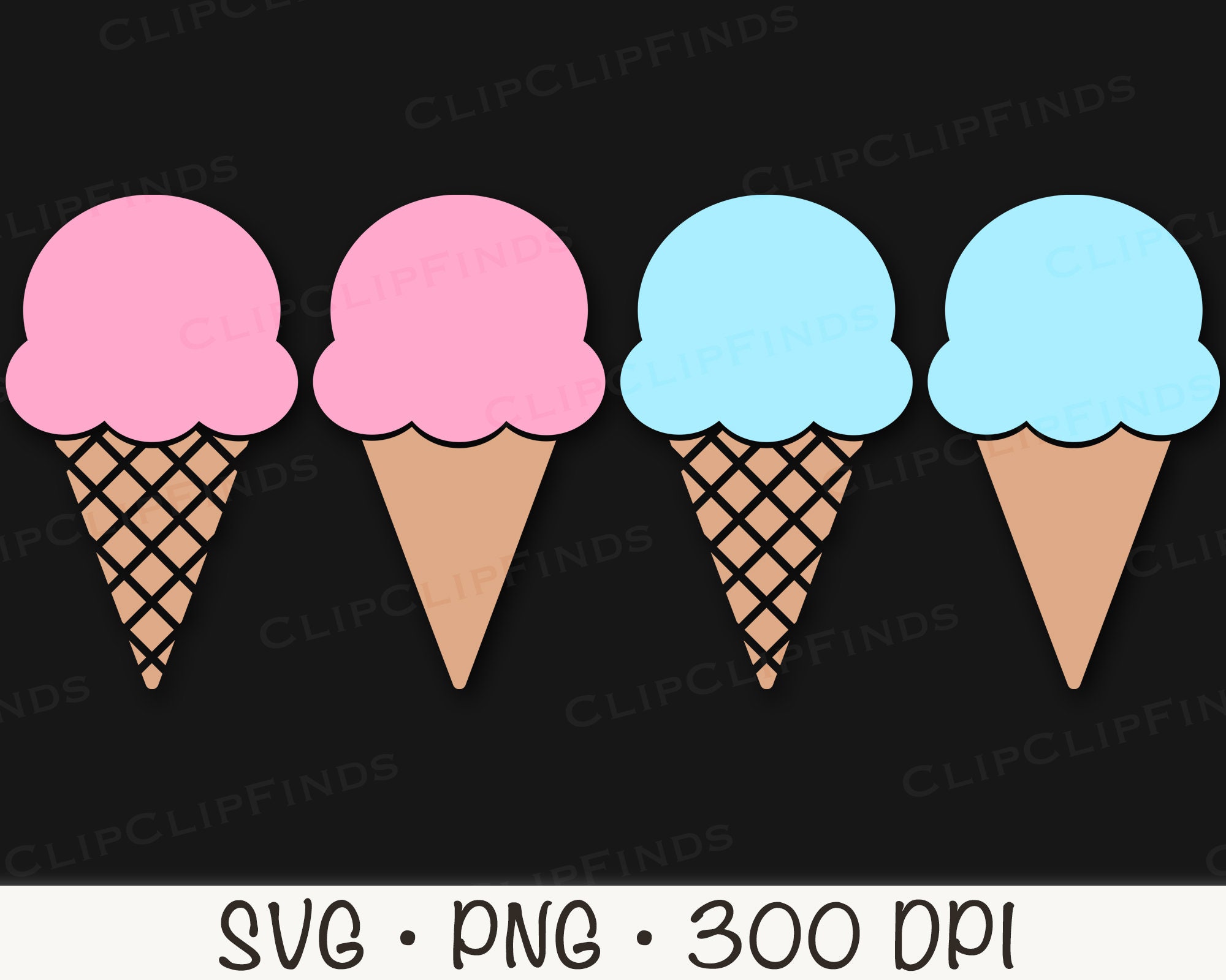 Ice Cream Cone Svg Pink And Blue Ice Cream Cones Bundle Ice Etsy