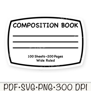 Composition Book Label SVG, Notebook Label PNG, Cover, School Supplies ...