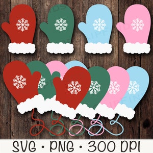 Santa Mittens Clip Art Bundle Pack PNG, Cute Mittens SVG, Digital ...