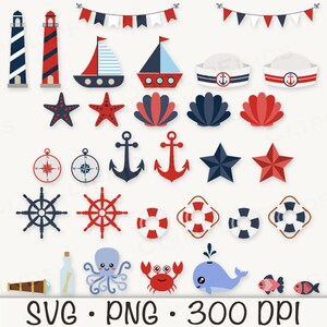Nautical Clipart Pack, Ocean Clipart SVG, Nautical PNG, Lighthouse ...