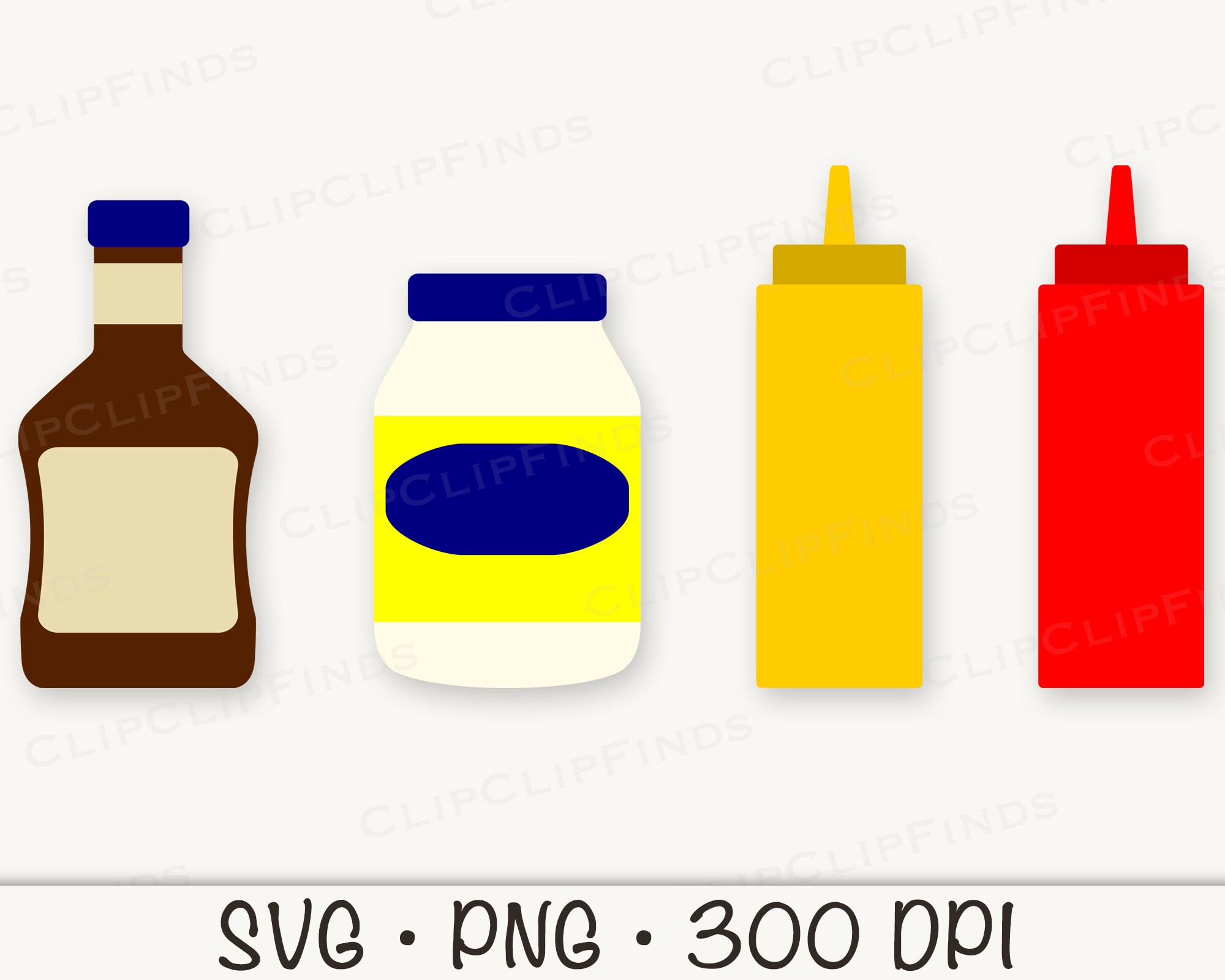 Ketchup, Mustard, Mayonnaise Bbq Sauce, Bbq Condiments, SVG, PNG, Clip ...