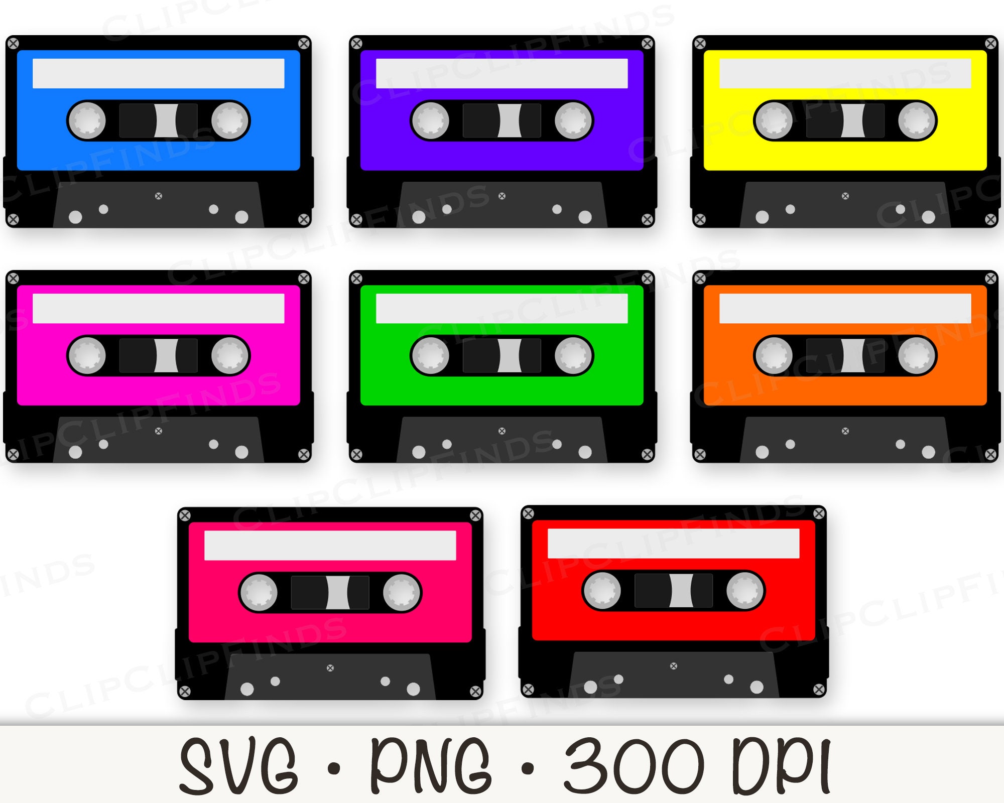 Neon Cassette Tape Clip Art Audio Tapes Stock Illustrations – 1,300