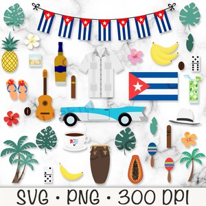 Kubanische Clipart, Kuba SVG, PNG Grafiken, sofortiger digitaler ...