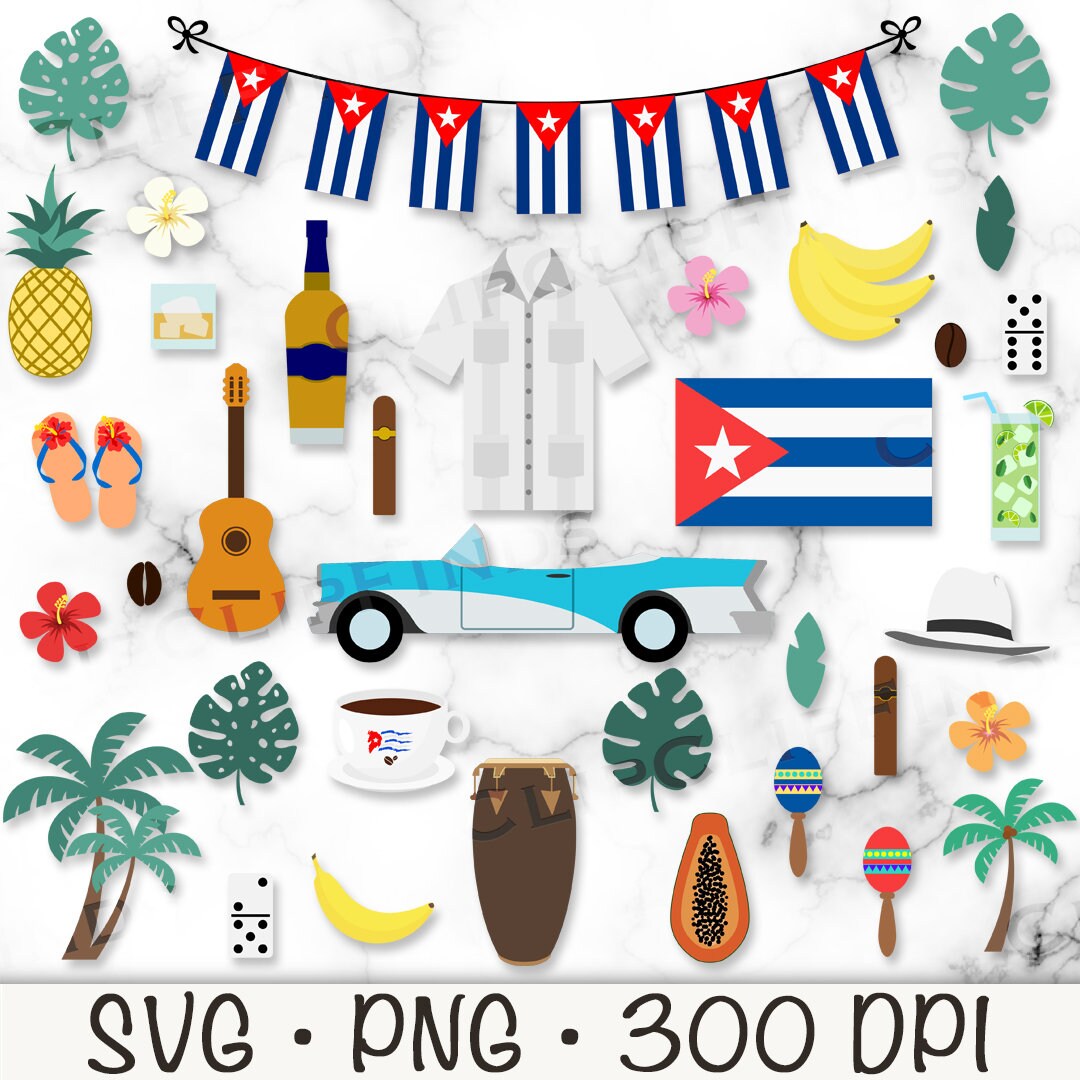 Kubanische Clipart, Kuba SVG, PNG Grafiken, sofortiger digitaler ...