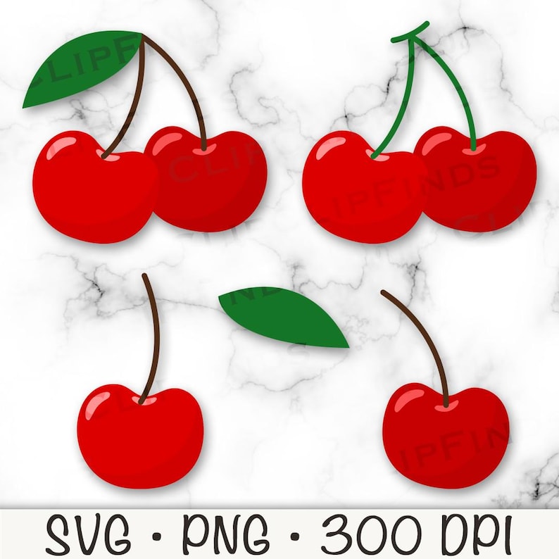 Cherries SVG, Cherries PNG, Cherries Clipart, Single Cherry, Paired ...