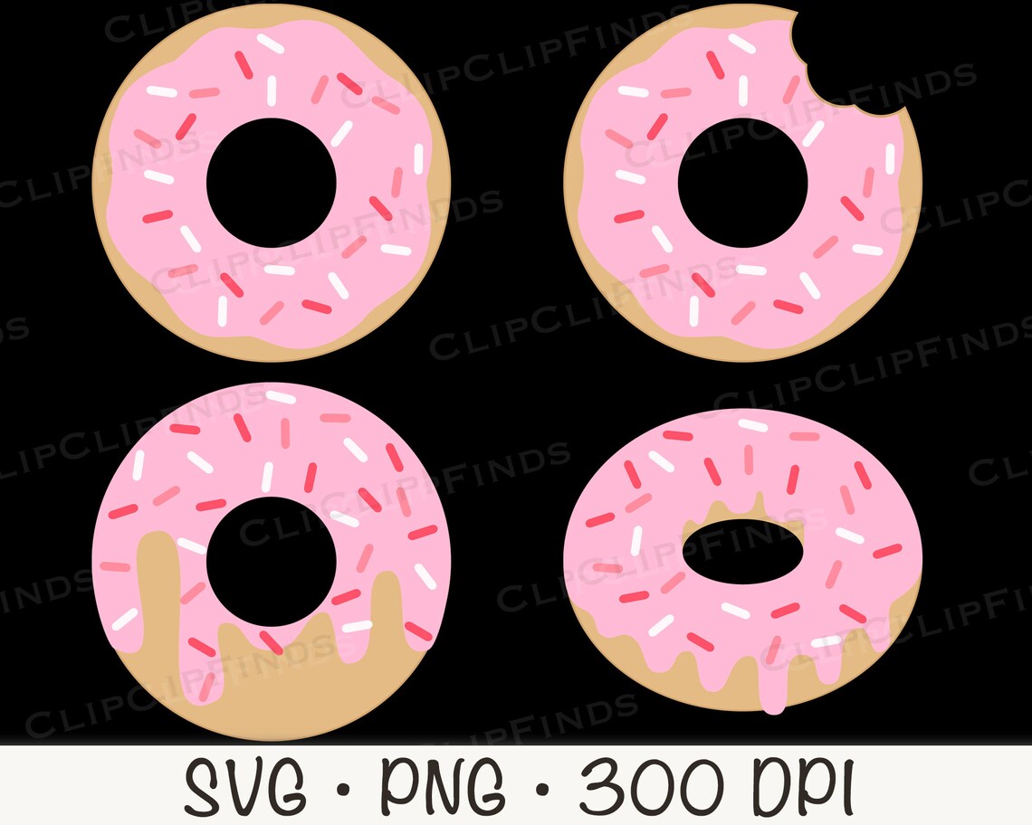 Pink Donut SVG Bitten Donut SVG Dripping Donut Donut PNG - Etsy